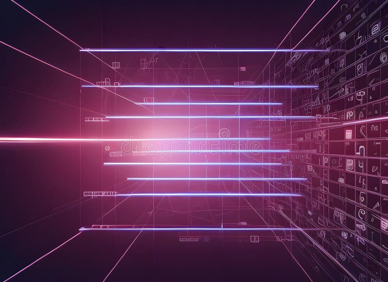 Glowing Neon Purple Cyberspace Network Visualization Concept with Data ...
