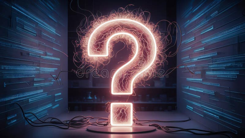 Glowing Neon Question Mark, Enigma, Mystery, High Quality Image Stock Illustration ...