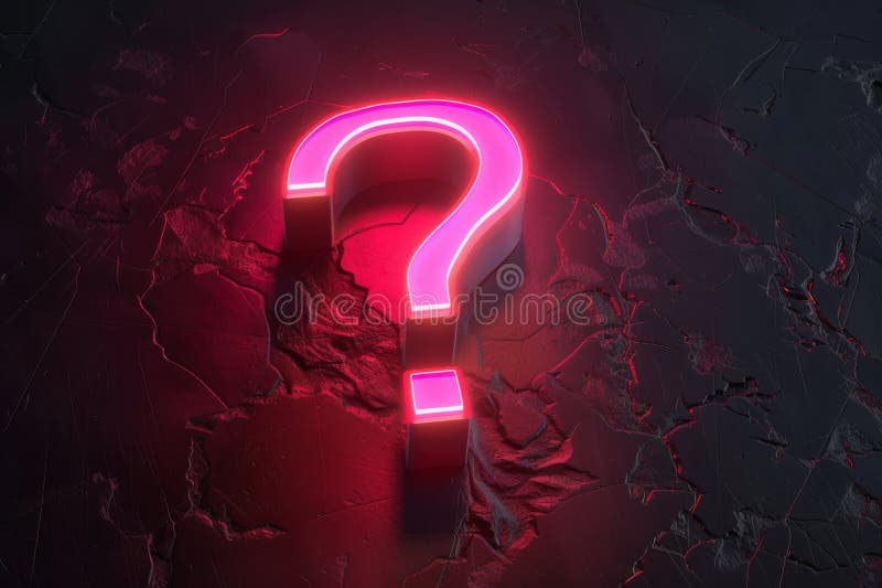 A Glowing Neon Question Mark on a Textured Dark Wall, Creating a ...