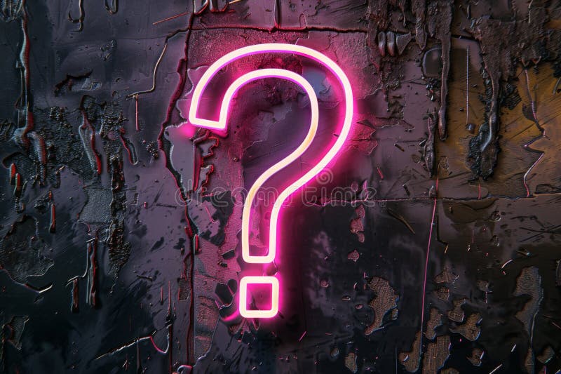 A Glowing Neon Question Mark on a Textured Dark Wall, Creating a ...