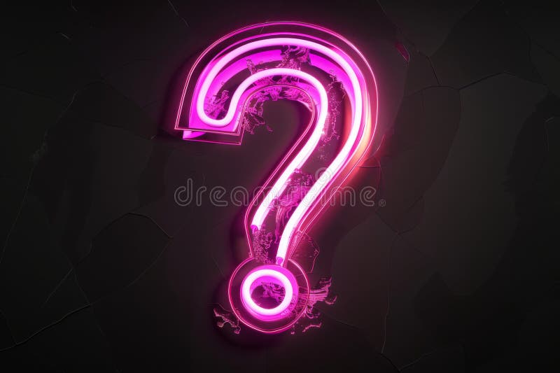 A Glowing Neon Question Mark on a Textured Dark Wall, Creating a ...
