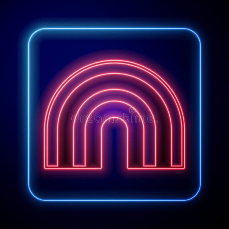 Glowing Neon Rainbow Icon Isolated on Black Background. Vector Stock ...