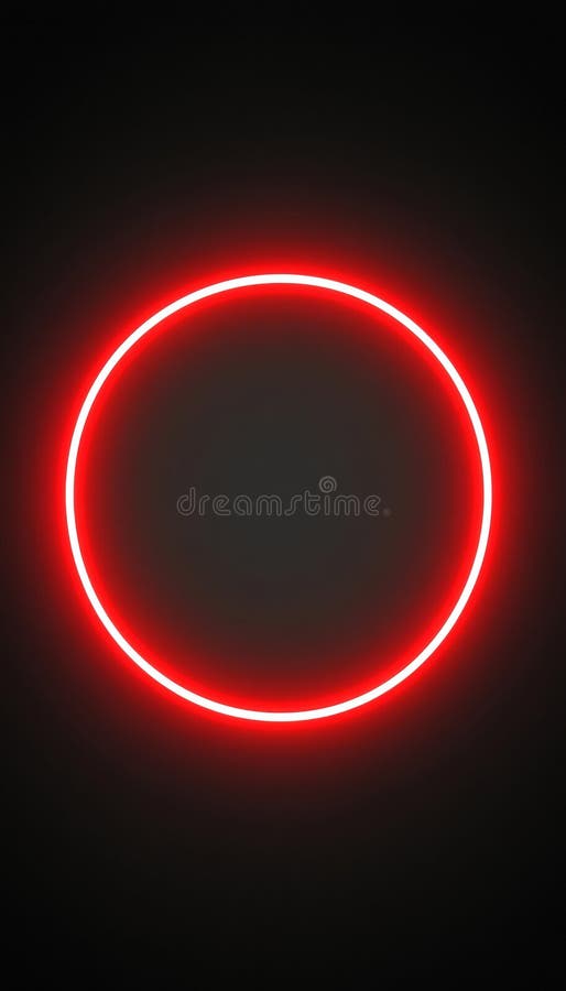 Glowing Neon Red Circle on Dark Background, Minimalist Design ...