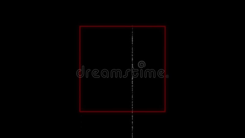 Glowing Neon Red Square Frame Pulsating on Black Background with Noise ...