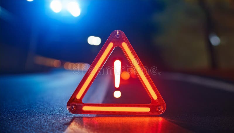 Glowing Neon Red Triangle Sign with Exclamation Point. Warning ...