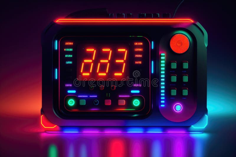 Glowing Neon Retrofuturstic Abstract Device Interface, Generative Ai ...
