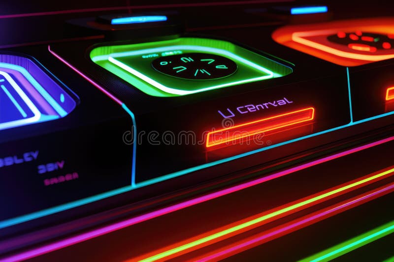 Glowing Neon Retrofuturstic Abstract Device Interface, Generative Ai ...