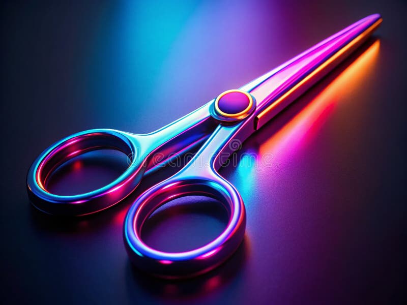 Glowing Neon Scissors Silhouette a Vibrant Design Element for Creative ...