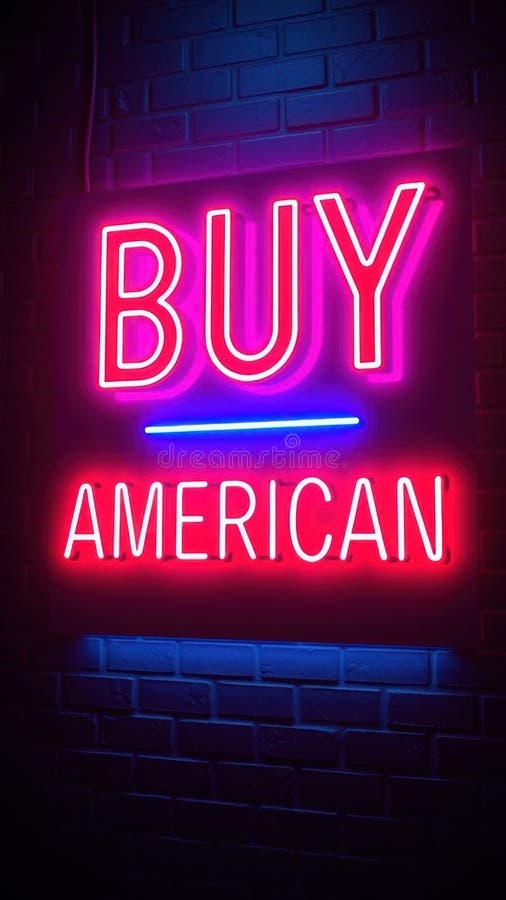 Neon Buy American Sign Created with Generative AI Stock Illustration ...