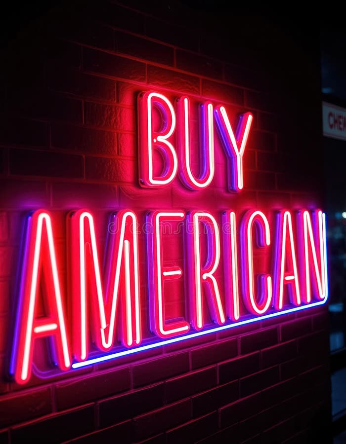 Neon Buy American Sign Created with Generative AI Stock Illustration ...