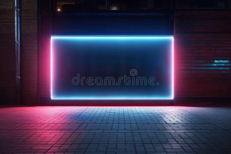 Glowing Neon Sign with Copy Space on the Night Street Stock ...