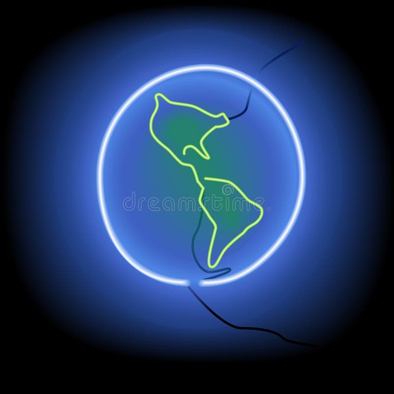 Glowing Neon Sign Earth As Symbol Icon on Black Stock Vector ...