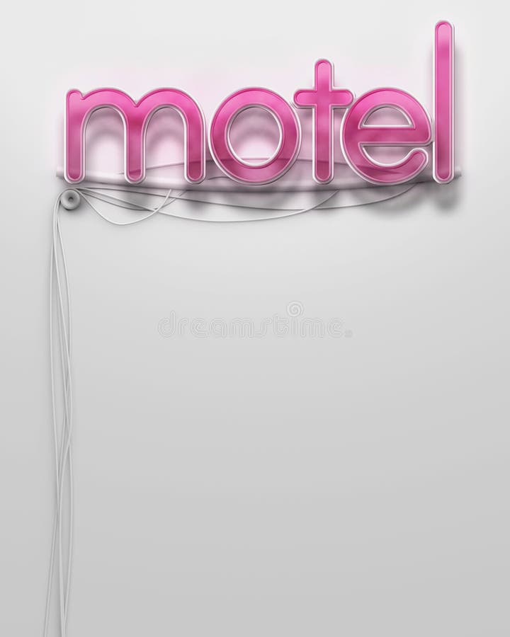 Glowing Neon Signboard with Motel Word, Copyspace Stock Illustration ...
