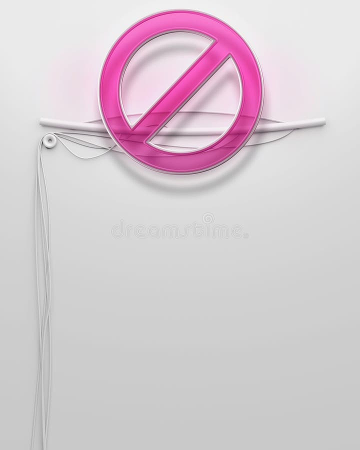Glowing Neon Signboard with Sign Ban, Copyspace Stock Illustration ...