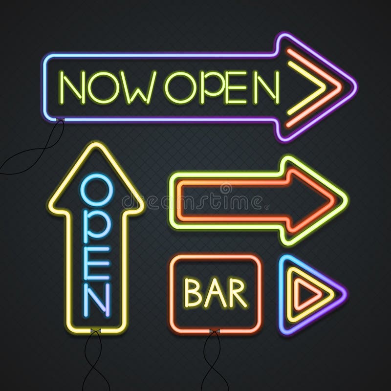 Glowing Neon Signs. Vector stock vector. Illustration of lamp - 65221271