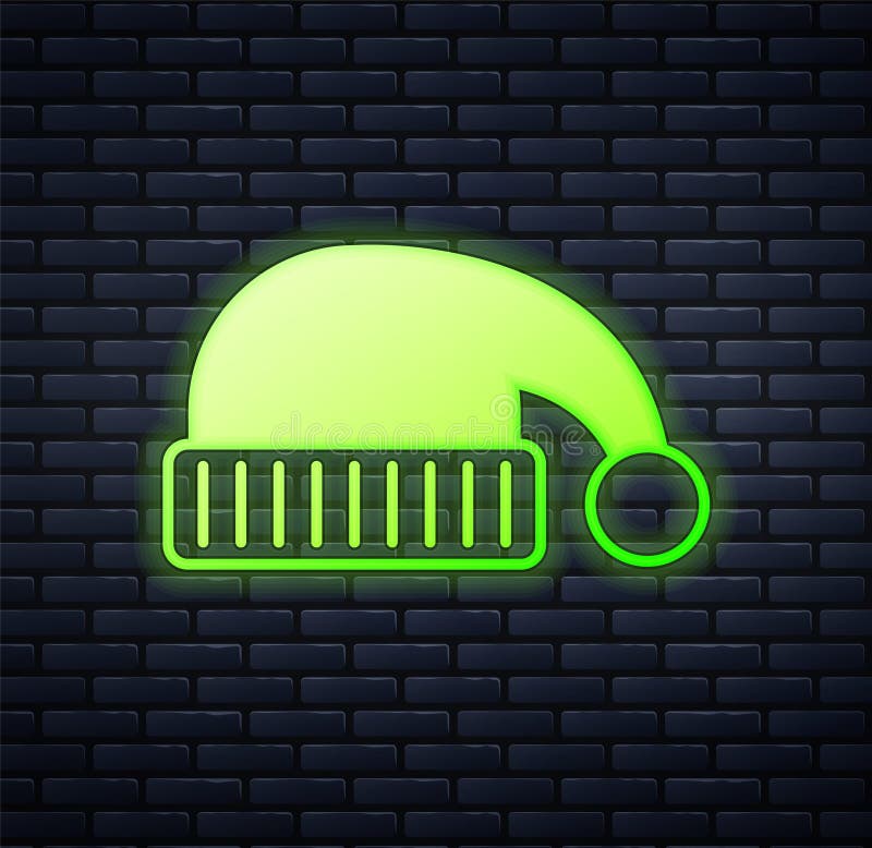 Glowing Neon Sleeping Hat Icon Isolated on Brick Wall Background. Cap ...