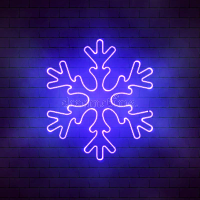 Snowflake Neon Sign stock vector. Illustration of happy - 129396836