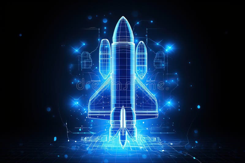 Glowing Neon Space Shuttle Concept Illustration. Generative AI Stock ...
