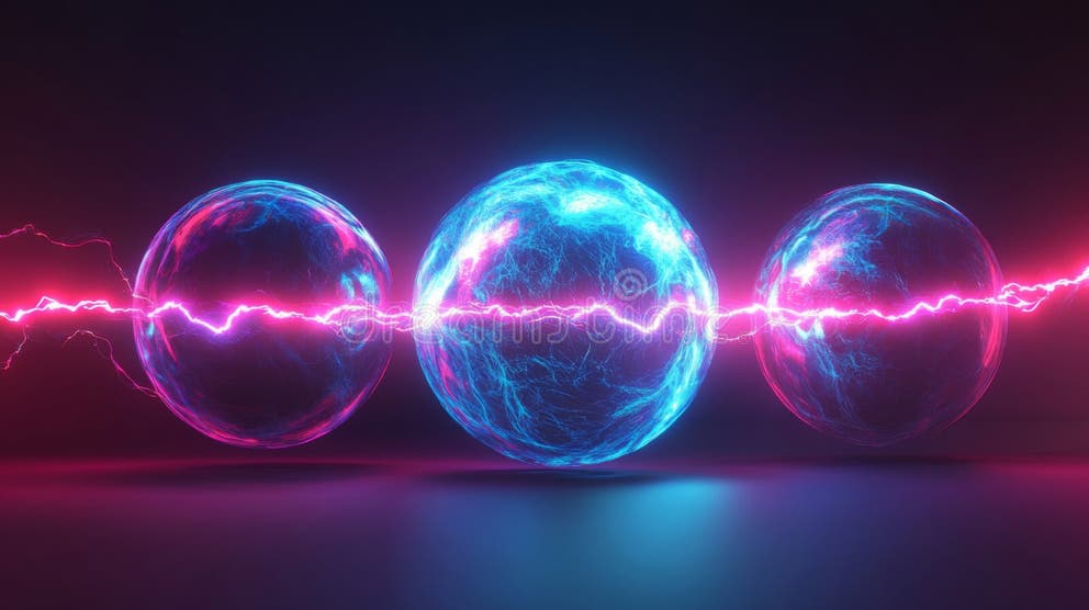 Glowing Neon Spheres with Electric Effect Stock Illustration ...