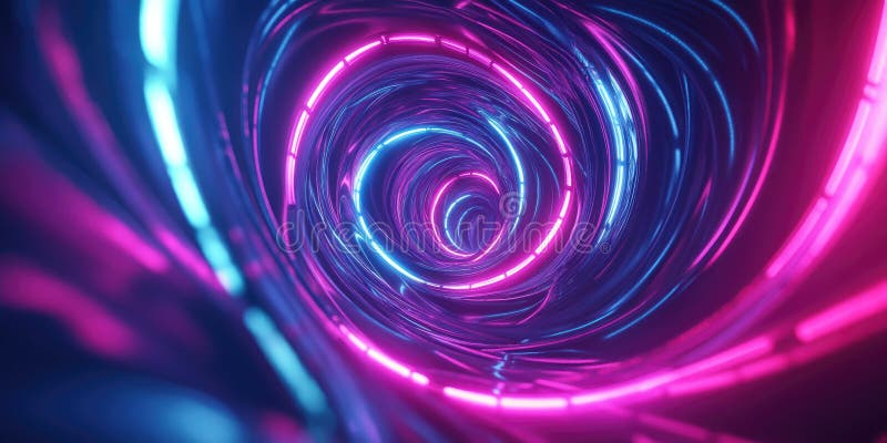 Glowing Neon Spiral Tunnel with Deep Sci-Fi Elements Creating a ...