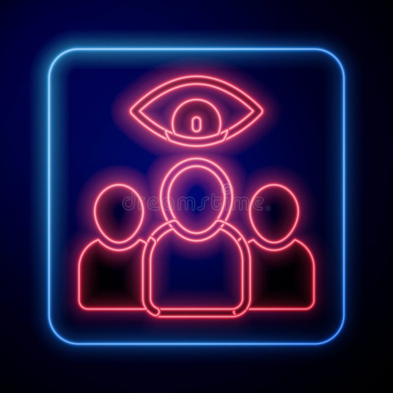 Glowing Neon Spy, Agent Icon Isolated on Black Background. Spying on ...