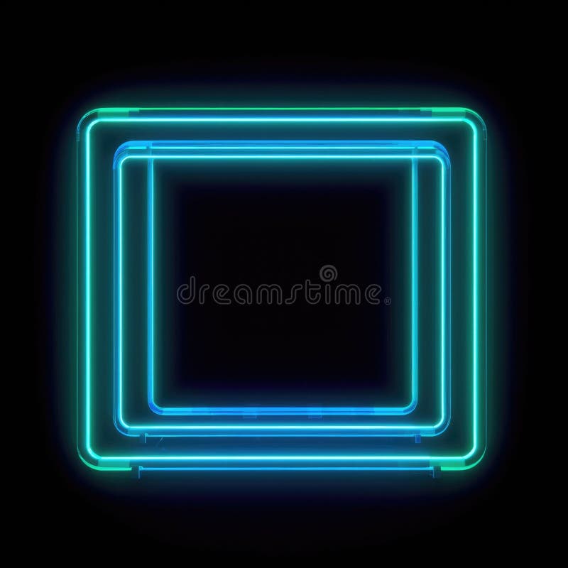 Glowing Neon Square Light Frame with Vibrant Color on Dark Background ...