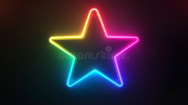 Glowing Neon Star with Multicolor Outline on Dark Background. Artistic ...