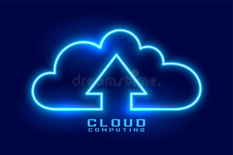 Glowing Neon Style Cloud Computing Tech Background for Internet Connection Stock Vector ...