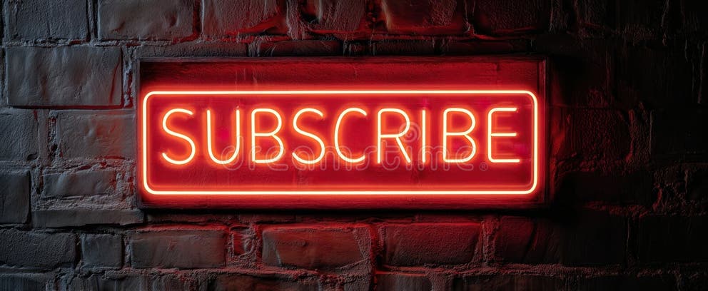 The Glowing Neon Subscribe Sign on a Textured Brick Wall AI Generated ...