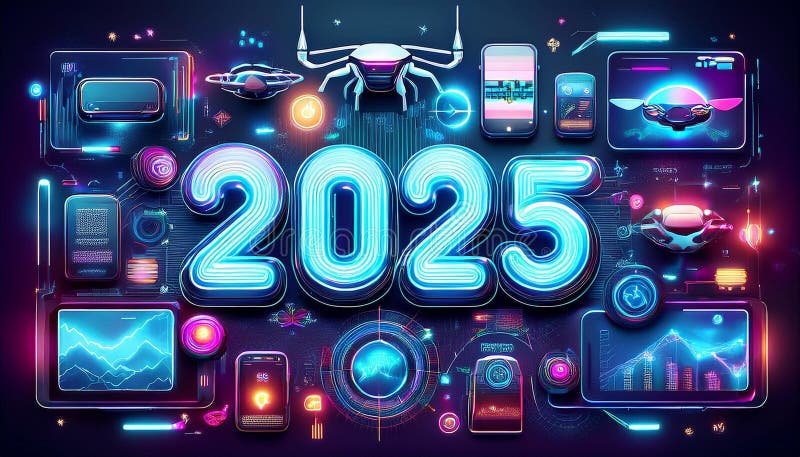 Neon 2025: Futuristic Tech and Gadgets in Vivid Display Stock ...