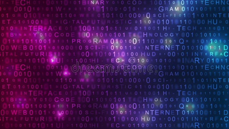 Glowing Neon Technology Binary Code Video Animation Stock Footage ...