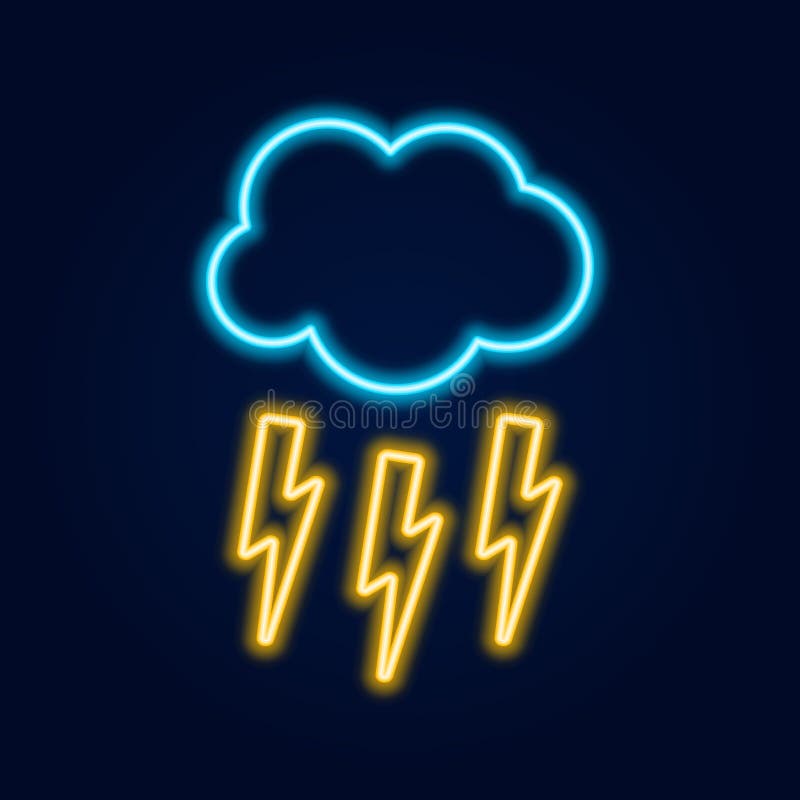 Glowing Neon Thunderstorm Weather Icon. Storm Symbol with Cloud and ...