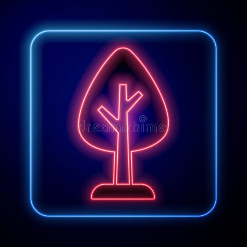 Glowing Neon Tree Icon Isolated on Black Background. Forest Symbol ...