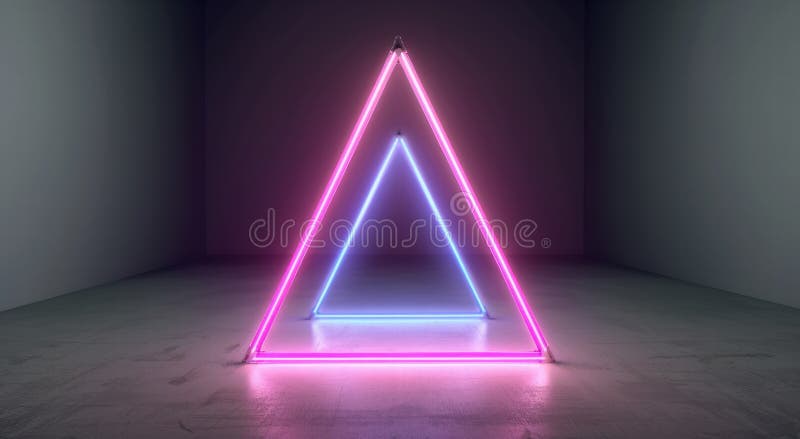 Glowing Neon Triangle Art Installation Stock Illustration ...