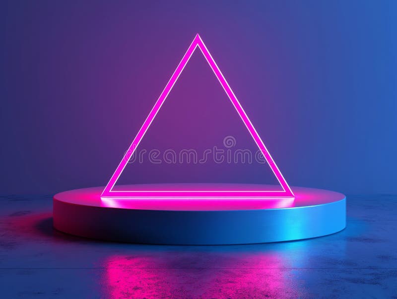 Neon Triangle on Pedestal stock photo. Image of glowing - 317034840