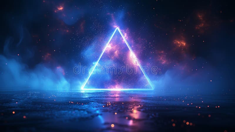 Glowing Neon Triangle with Cosmic Background Stock Image - Image of ...