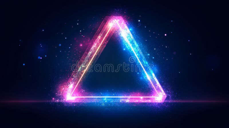 Glowing Neon Triangle Frame with Sparkle Dust Stock Illustration ...