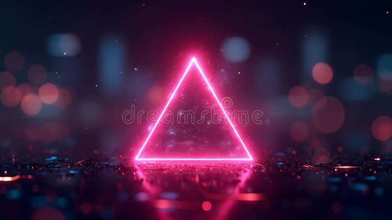 Radiant Triangle: a Glowing Neon Geometric Shape Over Futuristic ...