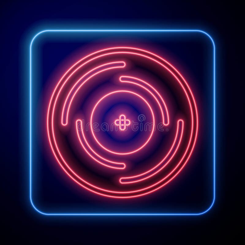 Glowing Neon Vinyl Disk Icon Isolated on Black Background. Vector Stock ...