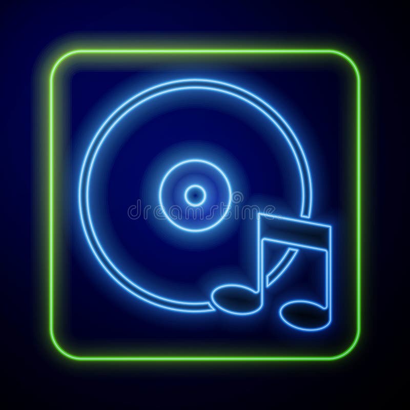 Neon Vinyl Retro Record. Album Cover or Template for Party Invitation ...