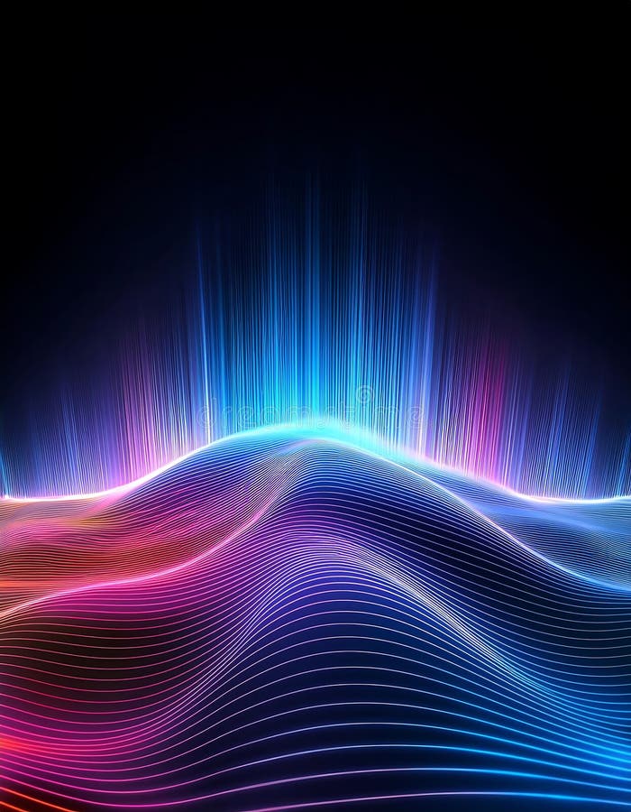 Glowing Neon Waves Pulse in Equalizer Chart Pattern Across Dark ...