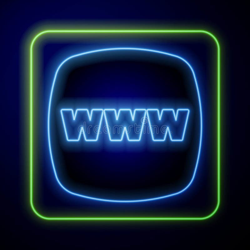 Glowing Neon Website Template Icon Isolated on Blue Background ...