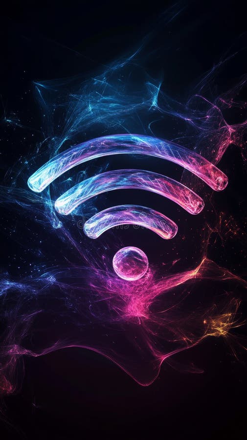 Glowing Neon Wifi Symbol on Dark Background, Digital Connectivity ...