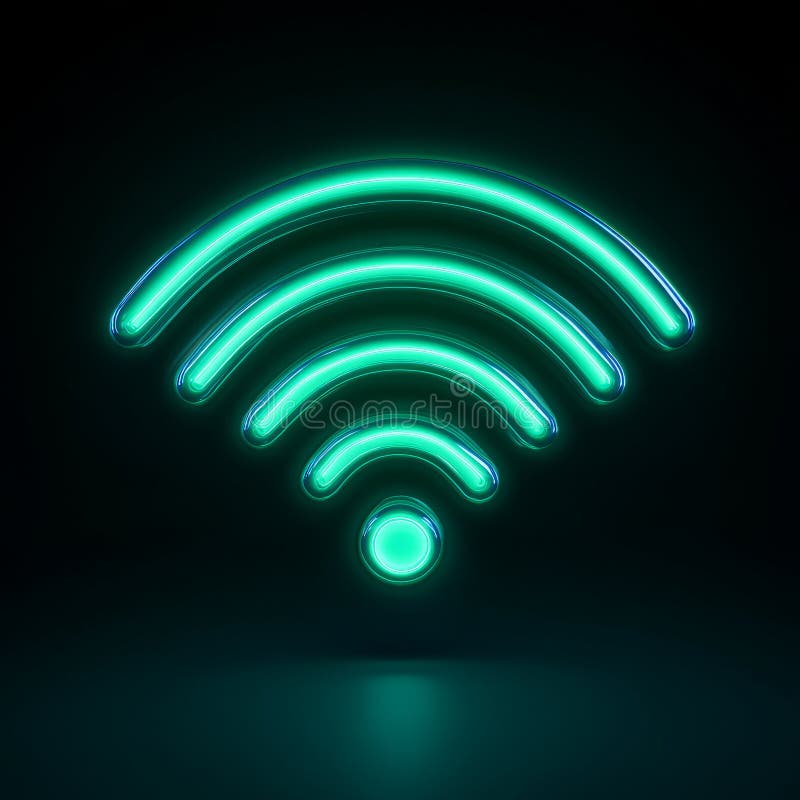 Glowing Neon Wifi Symbol on Dark Background Stock Image - Image of ...
