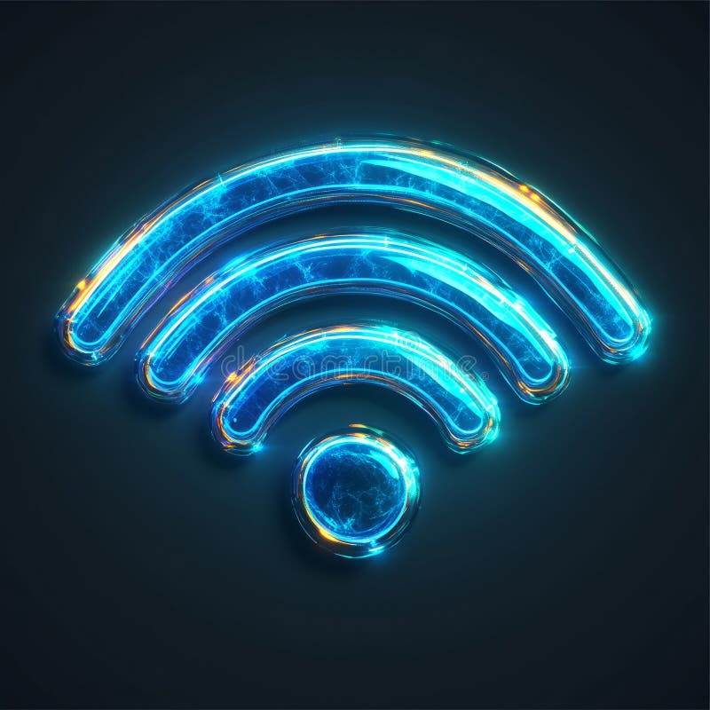 Glowing Neon Wifi Symbol on Dark Background, Tech Connectivity Concept ...