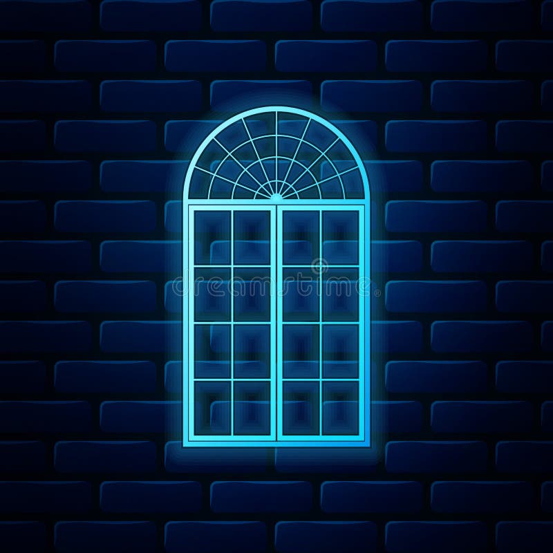 Glowing Neon Flag of European Union Icon Isolated on Brick Wall ...