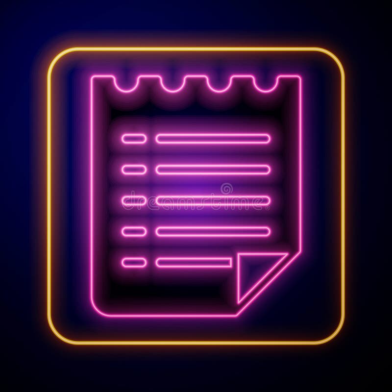 Glowing Neon Wish List Template Icon Isolated on Black Background ...
