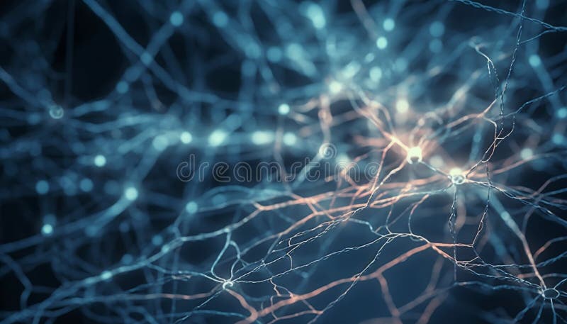 Glowing Nerve Cells Connect in Futuristic Synapse Pattern Generated by ...