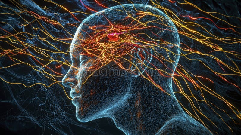 Glowing Nerves Illustrate Neural Pathways Digital Art Abstract ...