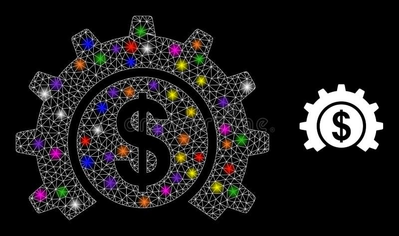 Glowing Net Bank Industry Icon with Constellation Colored Lightspots ...